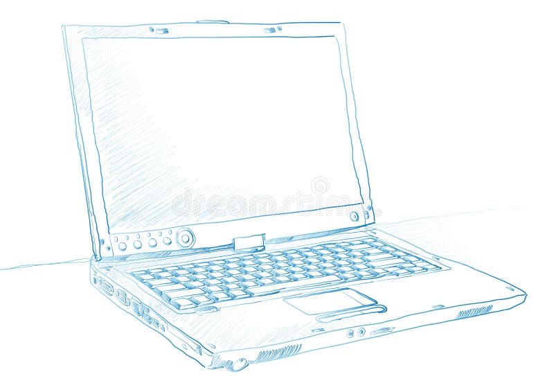 Computer Portatile Abbozzato Illustrazione Vettoriale - Illustrazione ...