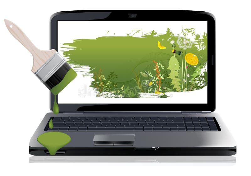 Computer portatile aperto. illustrazione vettoriale. Illustrazione di ...