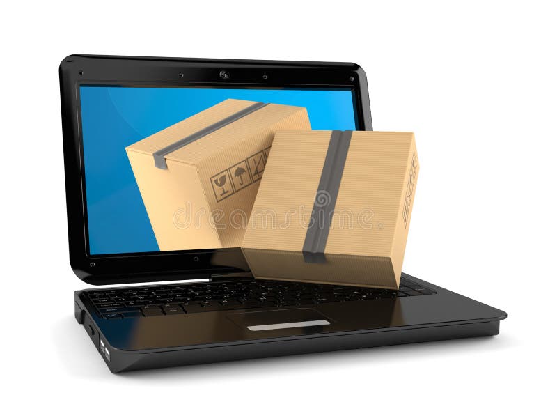 Computer Portatile in Scatola Di Cartone Illustrazione di Stock ...