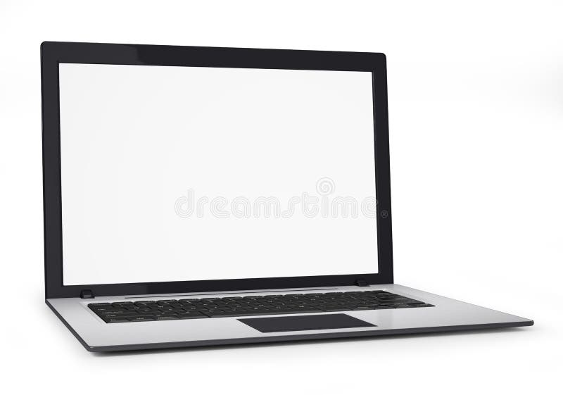 Computer Portatile Con Lo Schermo Bianco in Bianco. Illustrazione di ...