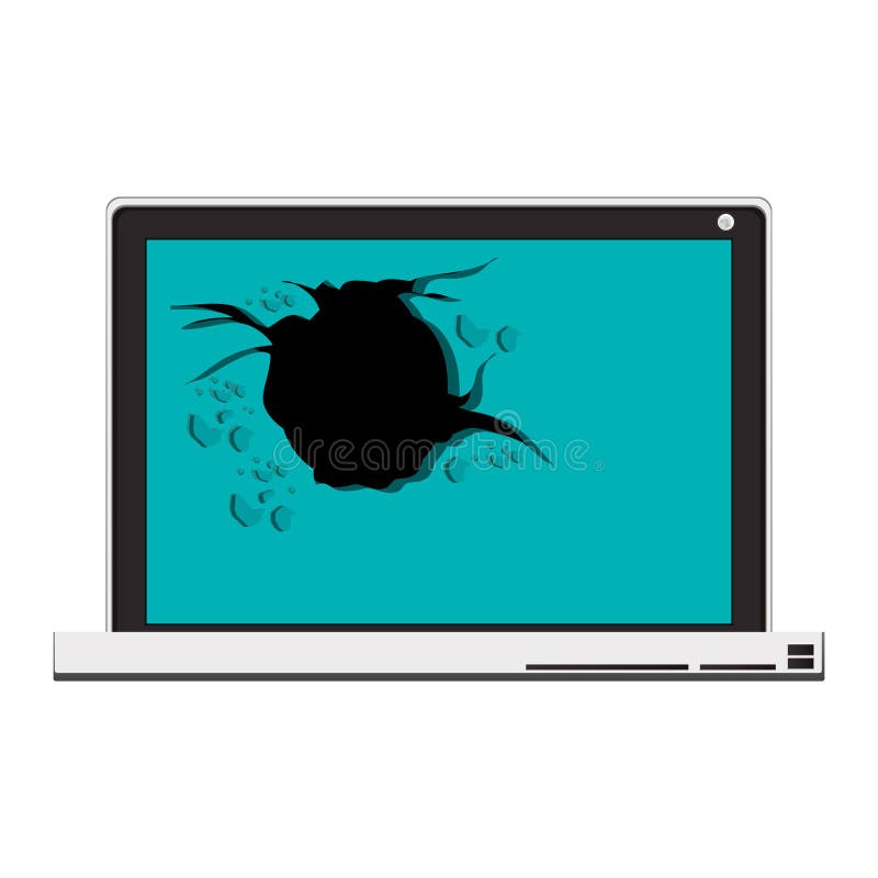Laptop Tecnologico Con Schermo Rotto Illustrazione Vettoriale ...