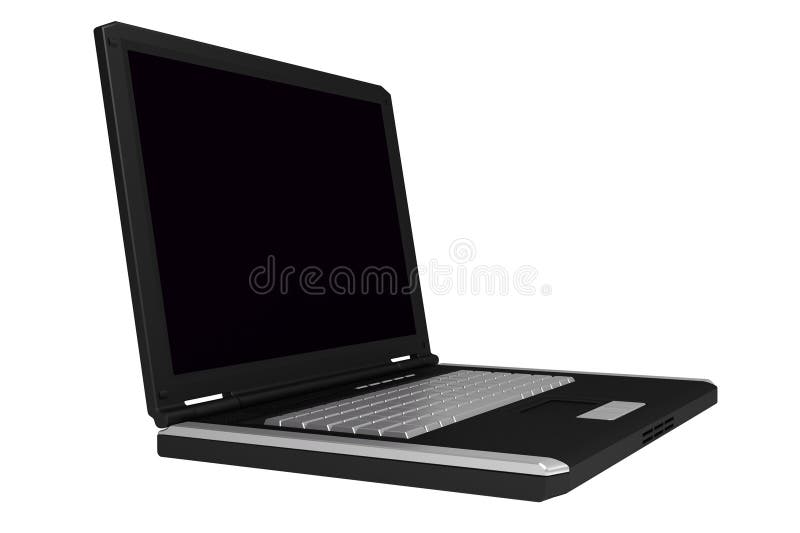 Computer Portatile Nero Con Lo Schermo Bianco Illustrazione di Stock ...