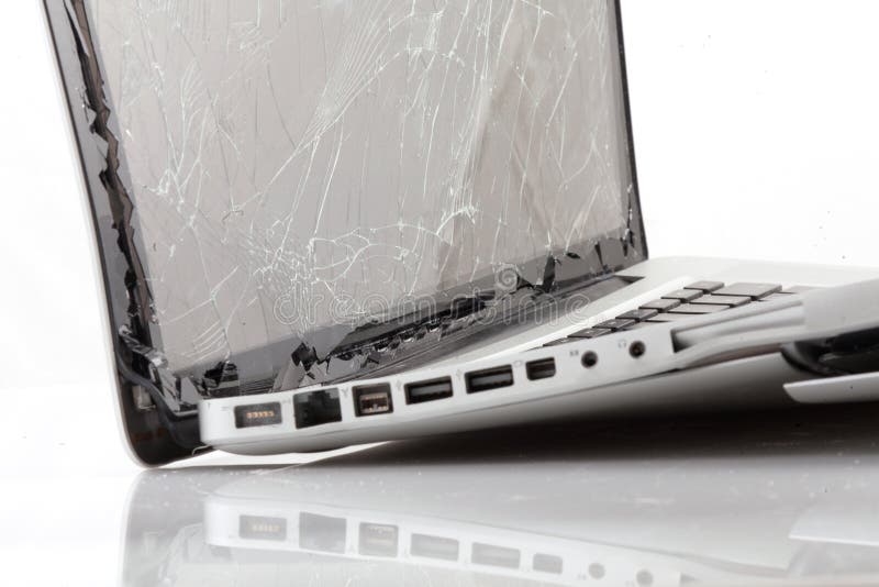 Computer Della Compressa Con Lo Schermo Di Vetro Rotto Fotografia Stock ...