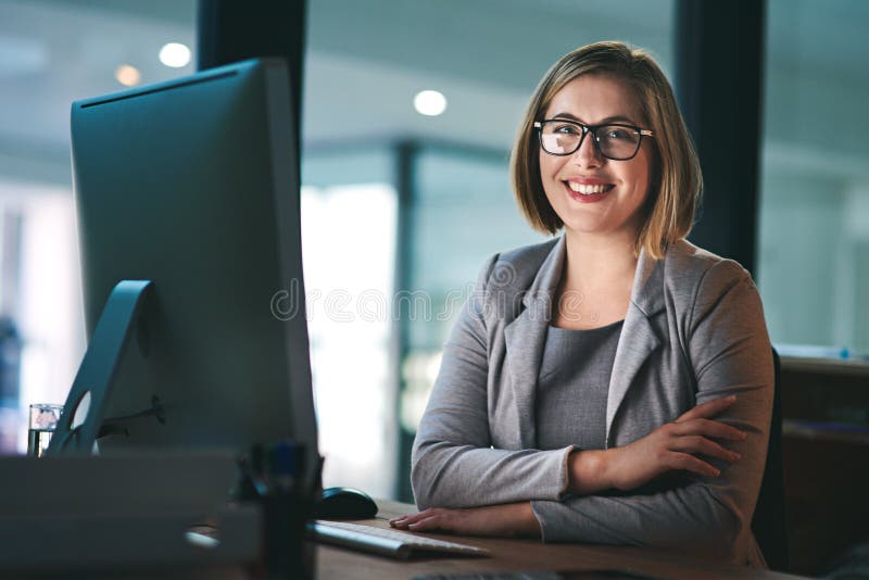Computer, Portrait or Confidence of Woman in Office for Reading Email ...