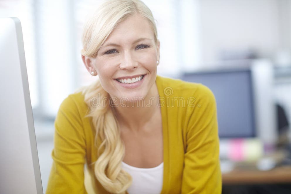 Computer, Portrait and Smile with Web Developer Woman at Desk in Office ...