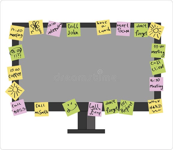Computer Post-it in vector stock vector. Illustration of green - 23132484