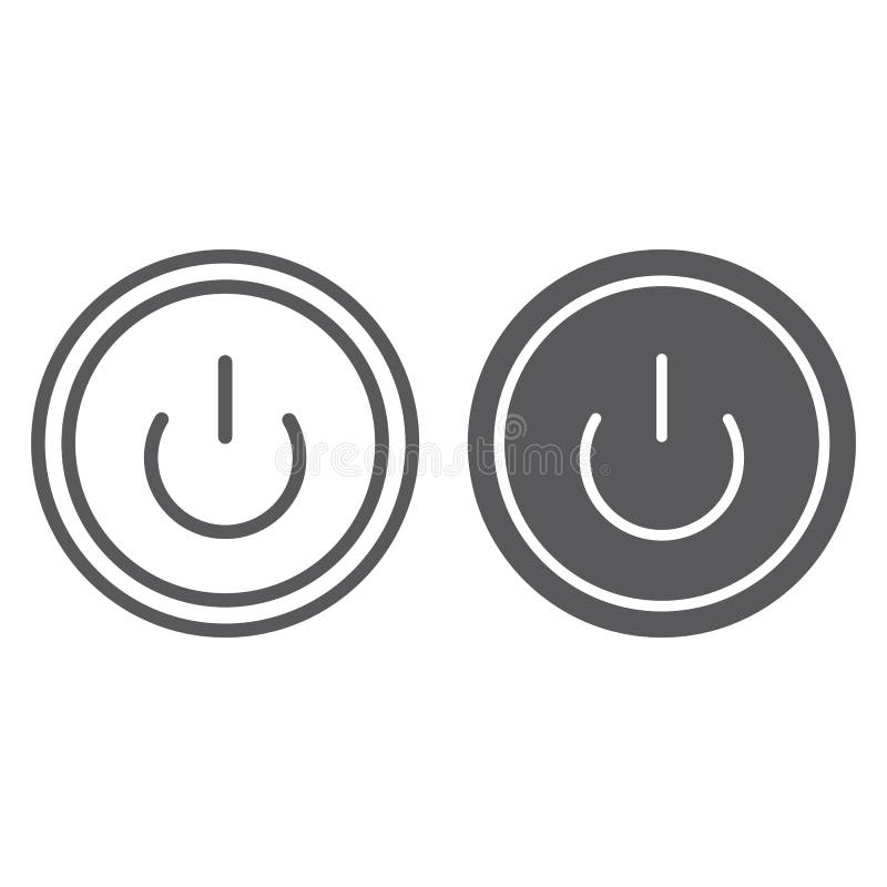 Computer Power Button Line and Glyph Icon, Switch and Computer, on Off ...