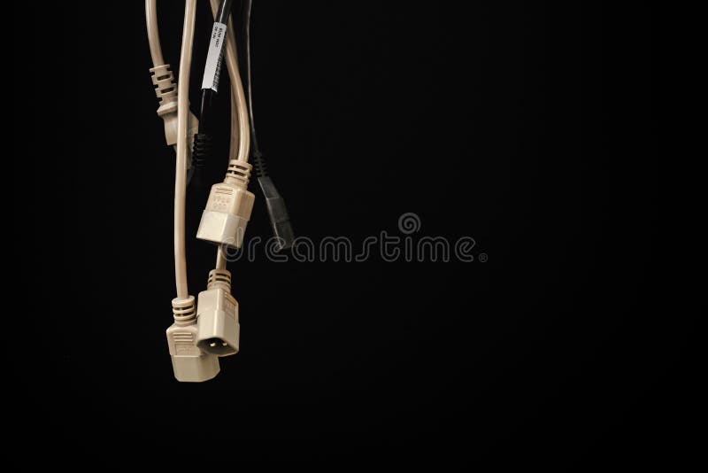 Computer Power Cord Cables Hanging in the Server Room Illuminated only ...