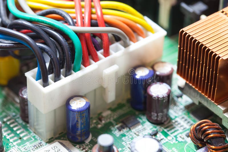Computer Power Cord Connected To Mainboard Stock Photo - Image of ...