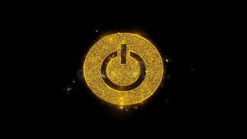 Computer Power Start Button Icon Sparks Particles on Black Background ...