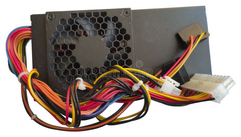 Computer Power Supply in a Black Case with Colored Wires and Connectors ...