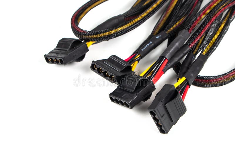 Computer Power Supply Unit with Cabels Isolated on White Background ...