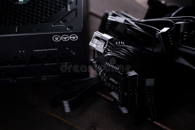 Computer Power Supply and Connection Cables Stock Image - Image of ...