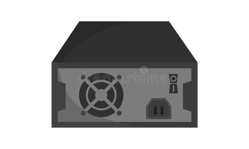 Computer Power Supply Icon Flat Style Graphical Symbol. Stock Vector ...
