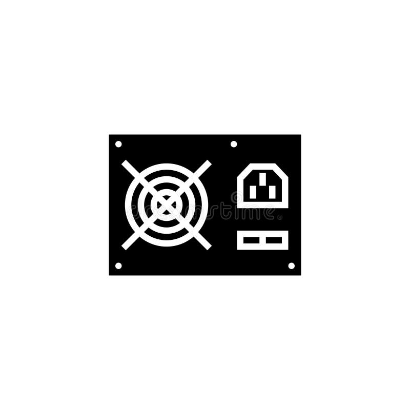 Computer Power Supply Icon Flat Cartoon Style Vector Illustration Stock ...