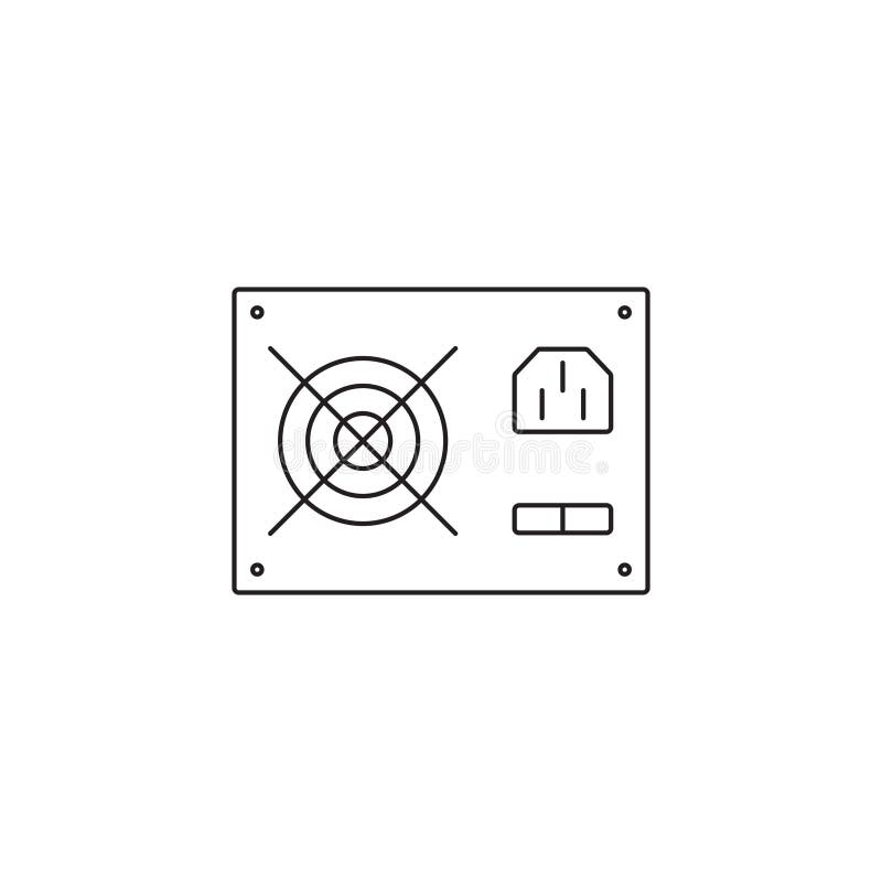 Computer Power Supply Icon Outline or Line Style Vector Illustration ...