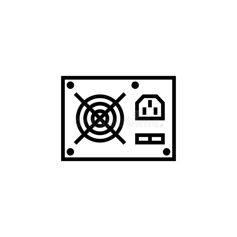 Computer Power Supply Icon Flat Cartoon Style Vector Illustration Stock ...