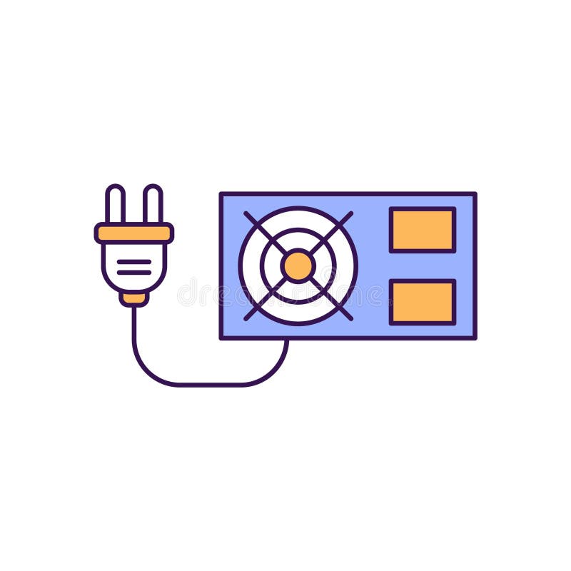 Computer Power Supply Outline with Colors Fill Vector Icon that Can ...