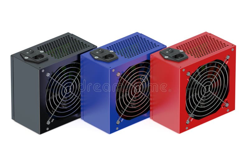 Two Red Computer Power Supply Units Stock Illustration - Illustration ...