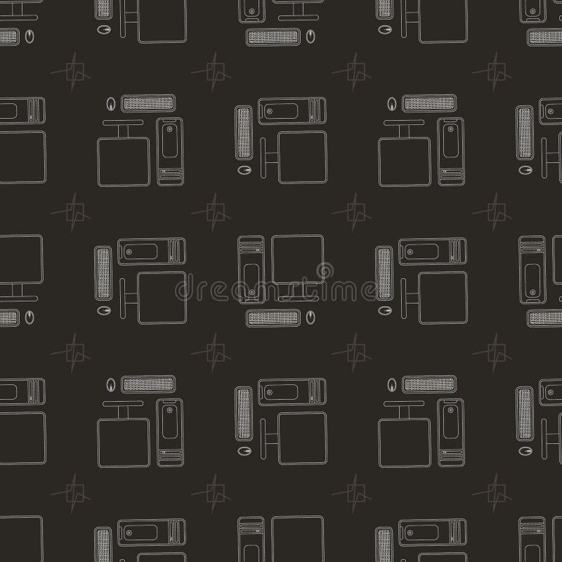 Computer Print. Desktop Pc Vector Seamless Pattern Stock Vector ...