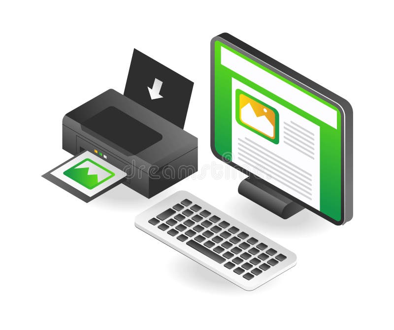 Computer Print Paper on Printer Stock Illustration - Illustration of ...