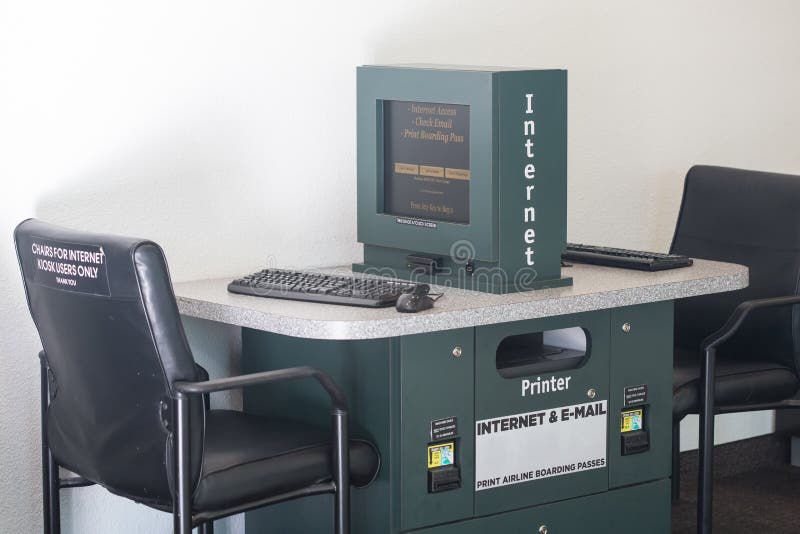 Computer with Printer in Hotel Stock Image - Image of table, hotel ...