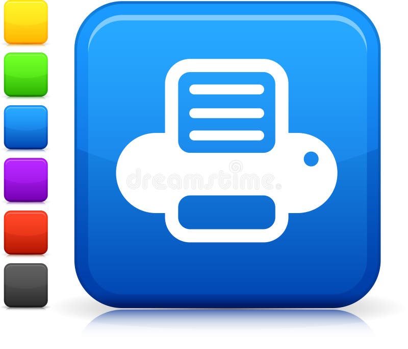 Computer Printer Icon on Square Internet Button Stock Vector ...