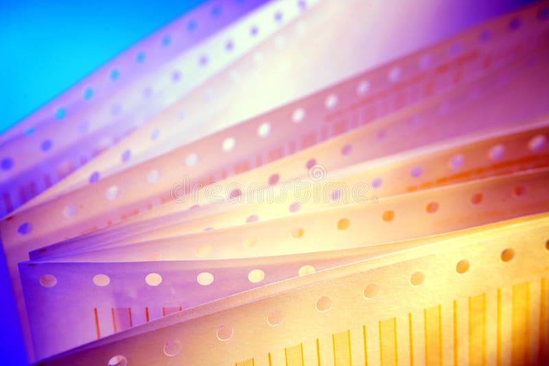 Mainframe Computer Paper with Blue Overlay Stock Photo - Image of ...