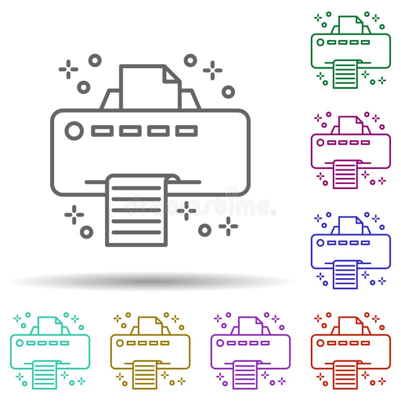 Computer Printer Paper Multi Color Icon. Simple Thin Line, Outline Vector of Computer Icons for ...