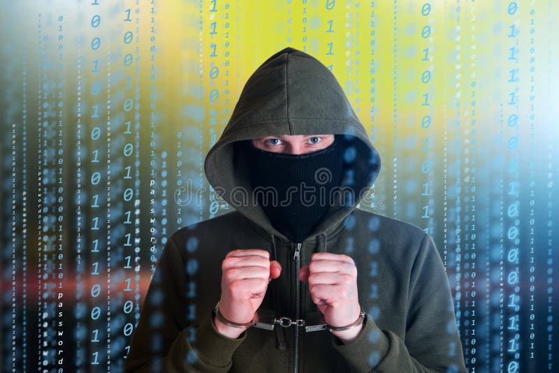 Computer Privacy Attack Hackers Programmer Look On Screen And Forcibly Writes The Program Code