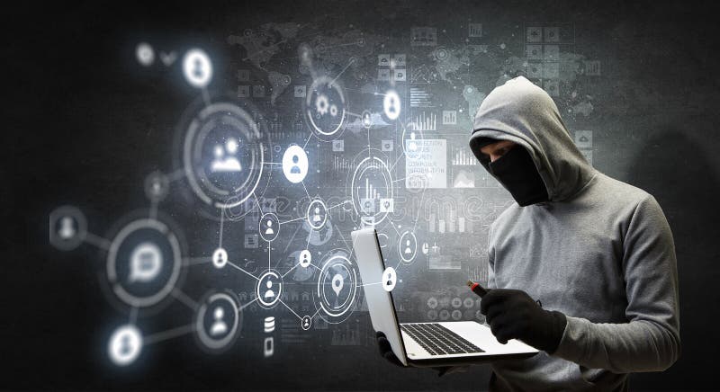 Computer Privacy Attack. Mixed Media Stock Photo - Image of information ...