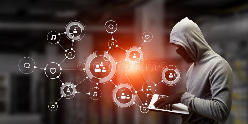 Computer Privacy Attack. Mixed Media Stock Image - Image of casual ...