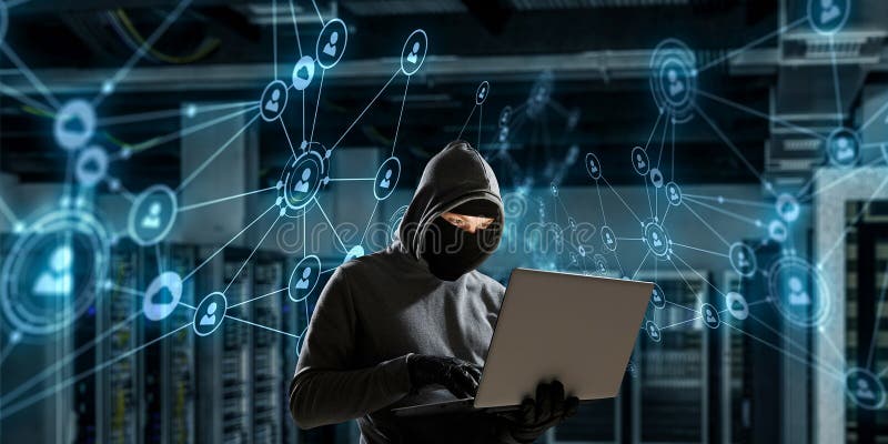 Computer Privacy Attack. Mixed Media Stock Image - Image of hacker ...