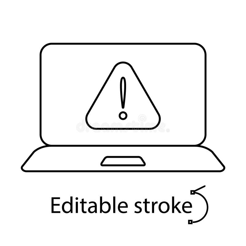 Computer Problem Attention Outline Icon. Laptop Repairs. Customizable ...