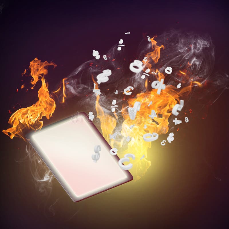 Man and computer burning stock photo. Image of geek, funny - 13918128