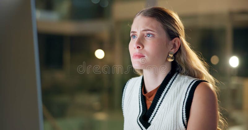 Computer, Problem Solving and Thinking with Business Woman in Office at ...