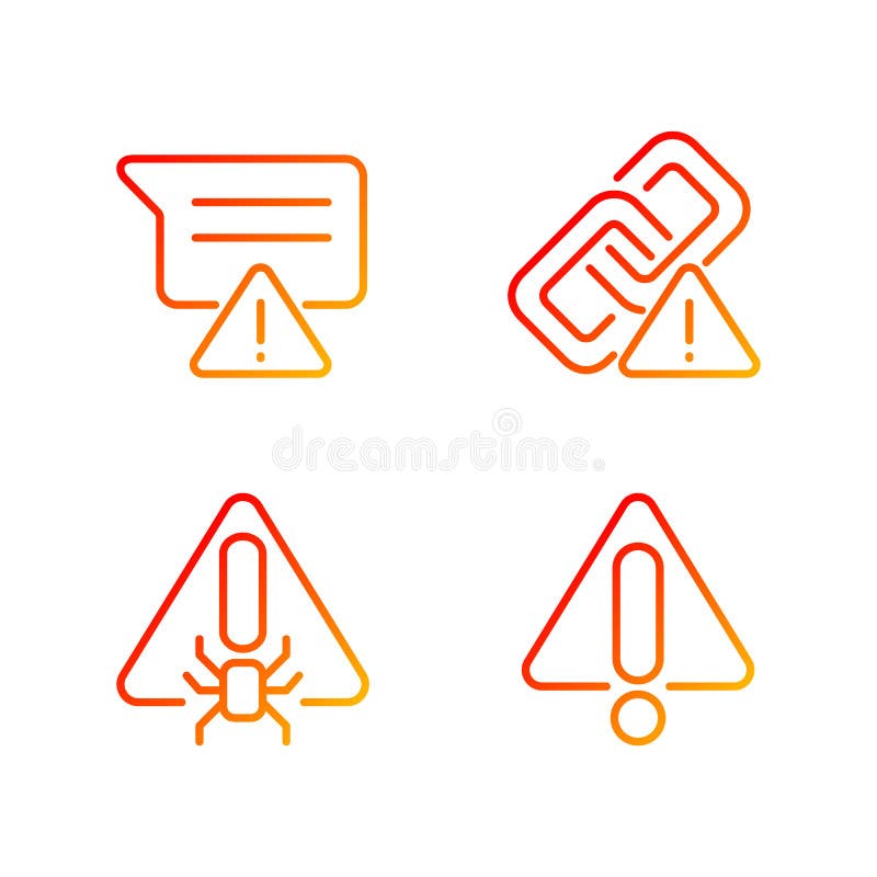 Computer Problems Pixel Perfect Gradient Linear Vector Icons Set Stock