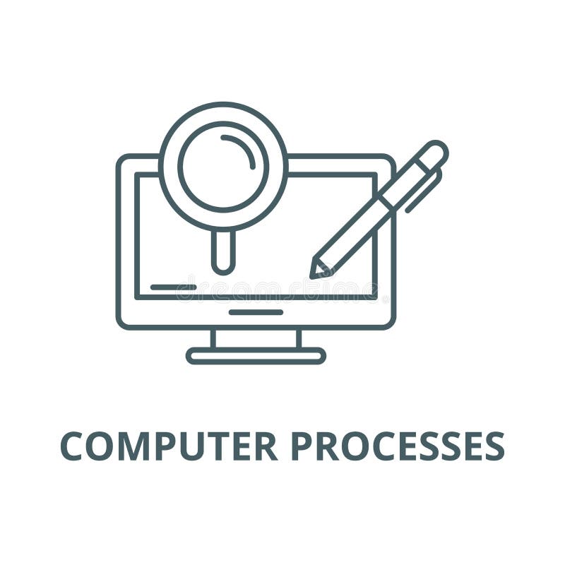 Computer Processes Line Icon Concept. Computer Processes Flat Vector ...