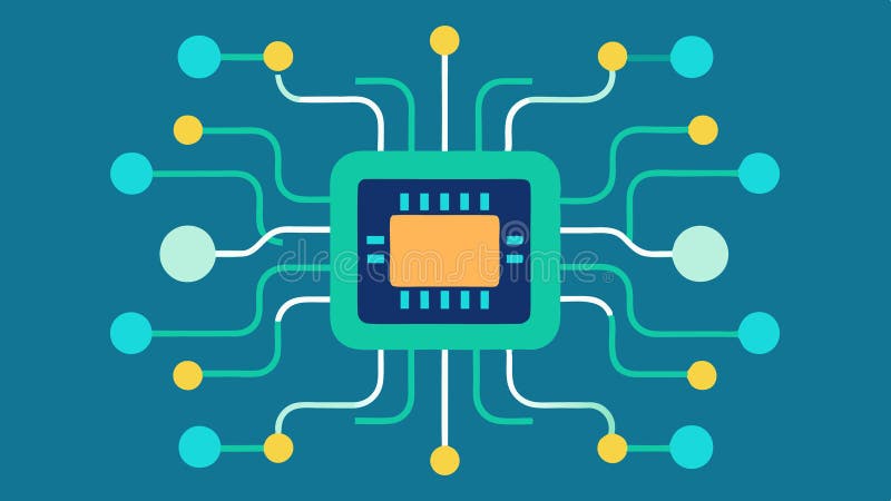 Computer Processing a Computer Processor Surrounded by Flowing Lines of ...