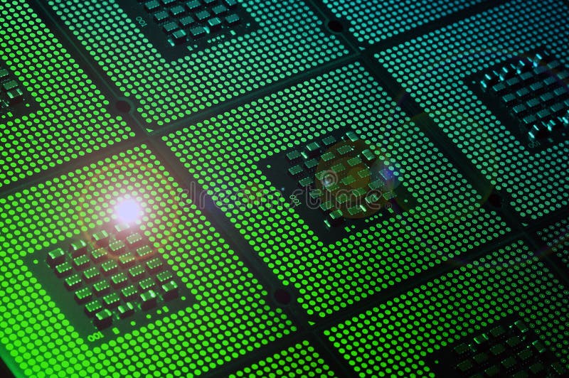 Computer Processor Aligned with Green Light Effects. Stock Image ...