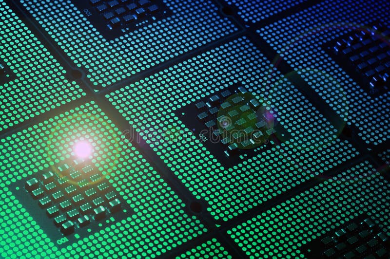 Computer Processor Aligned with Light Effects. Stock Photo - Image of ...