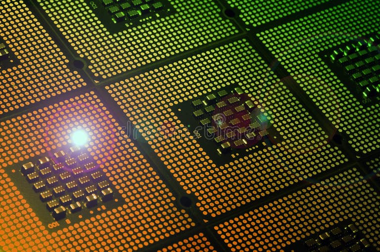 Computer Processor Aligned with Light Effects. Stock Image - Image of ...