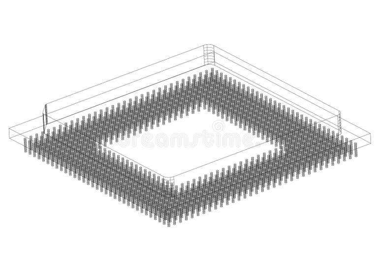 Computer Processor Architect Blueprint - Isolated Stock Illustration ...