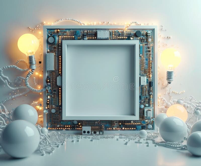 Computer Processor with Blank Screen and Some Light Bulbs Stock ...