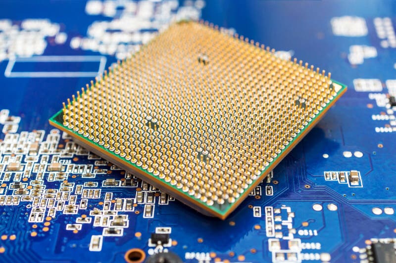 Computer Processor on Computer Board. Close Up Stock Image - Image of ...