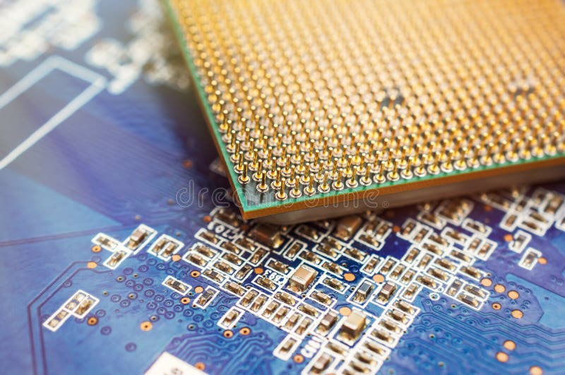 Computer Processor on Computer Board. Close Up Stock Image - Image of ...