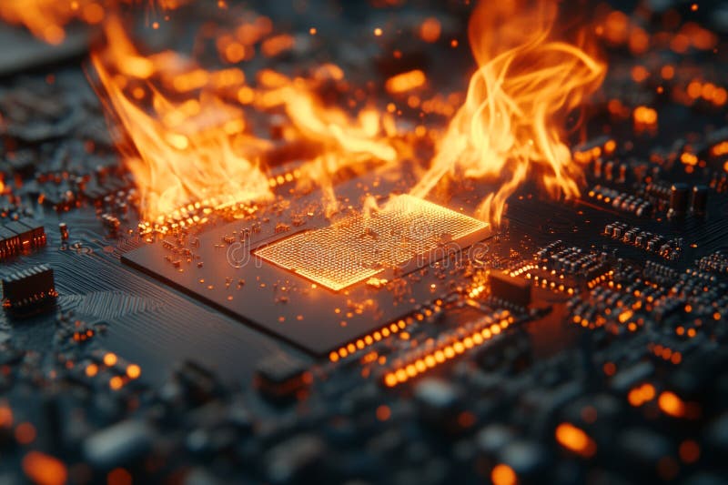 System Failure Warning Computer Motherboard Circuit Board Stock Photos ...