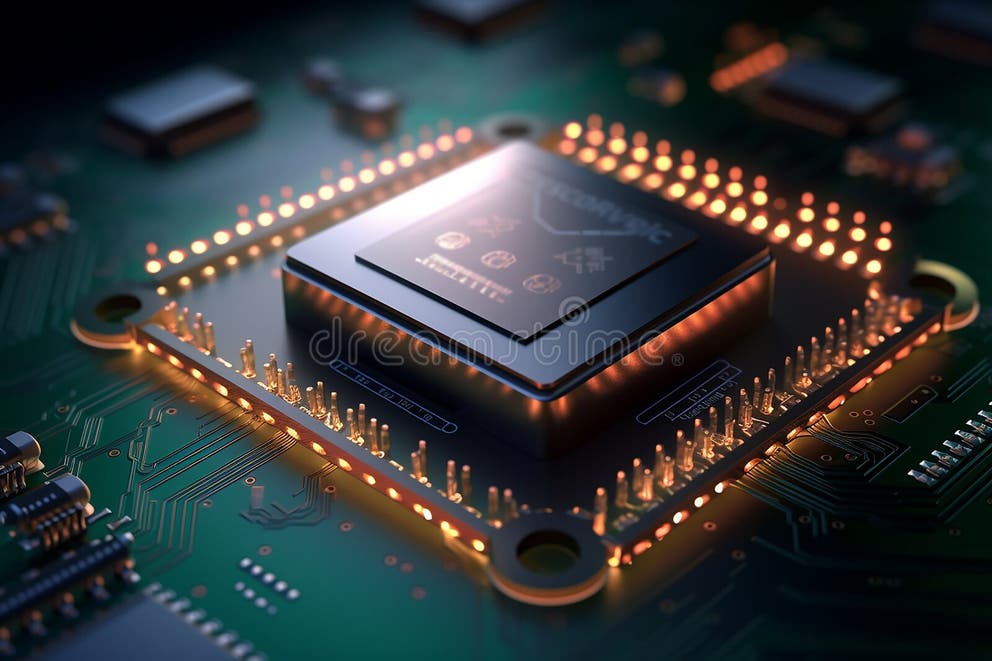 Computer Processor Central Processing Unit with Integrated Chip on System Component Stock ...