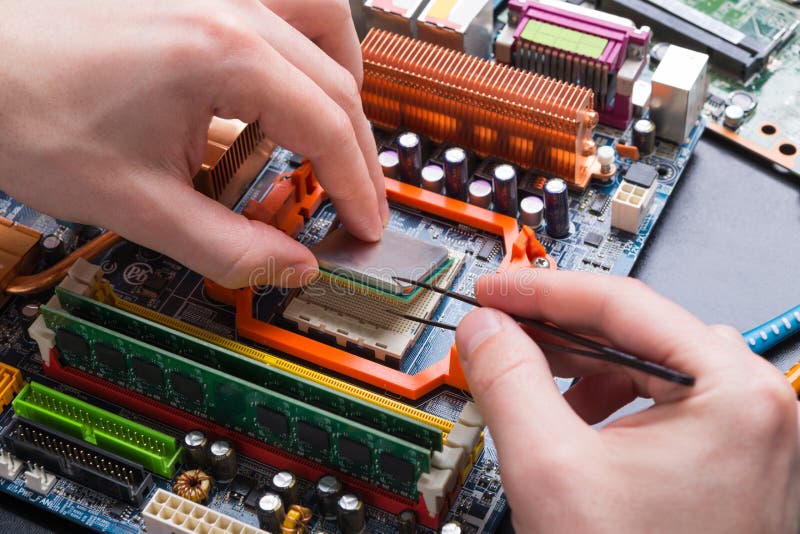 Computer Processor Chip Disassembling Close Up Stock Photo - Image of ...