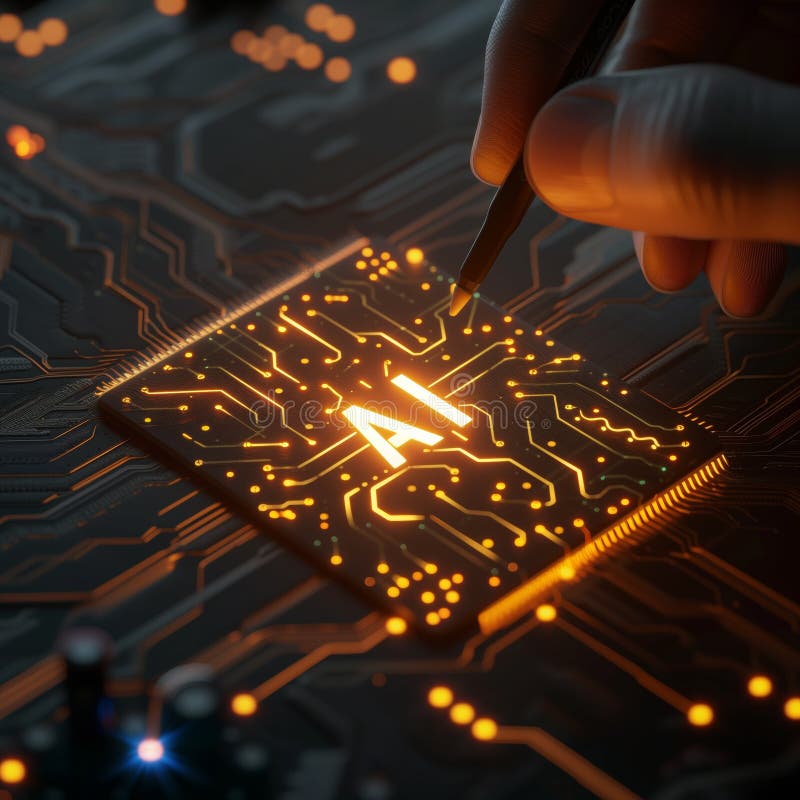 Computer processor chip stock illustration. Illustration of programming ...